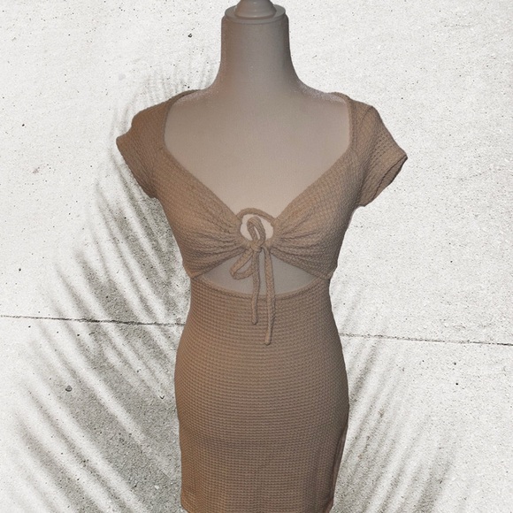 SHEIN | Dresses | Tan Knit Cutout Dress | Poshmark